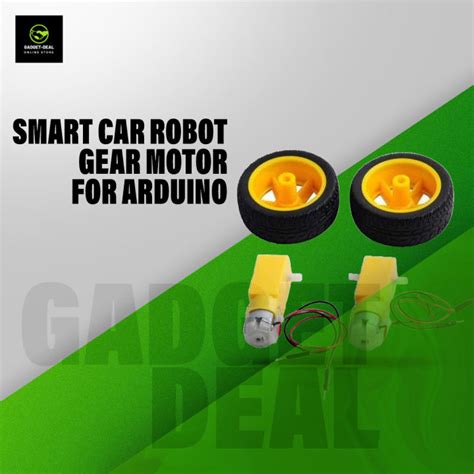 Dual Shaft Motor And Wheels Smart Car Robot Gear Motor For Arduino Black And Yellow Pack Of 2