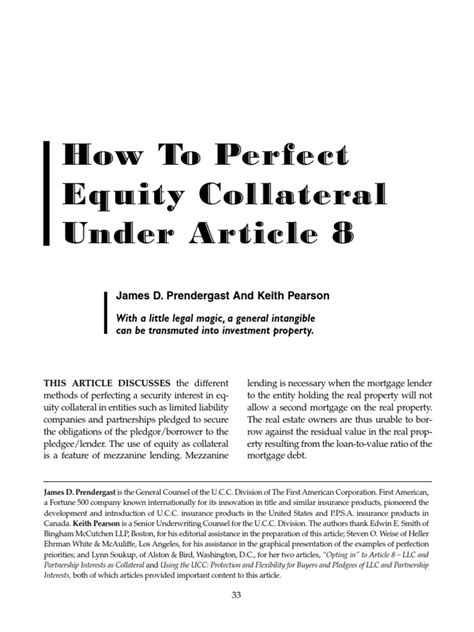 0000 Ab 3 Perfect Collateral Under Ucc Article 8 Pdf Security