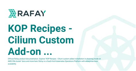 KOP Recipes Cilium Custom Add On Installation In Chaining Mode On AWS CNI Clusters Rafay
