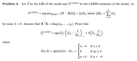 Solved Problem 2 ﻿let Hatβ ﻿be The Lse Of The Model And