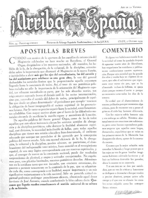 Arriba Espaa Semanario De Falange Espaola Tradicionalista Y De Las J O