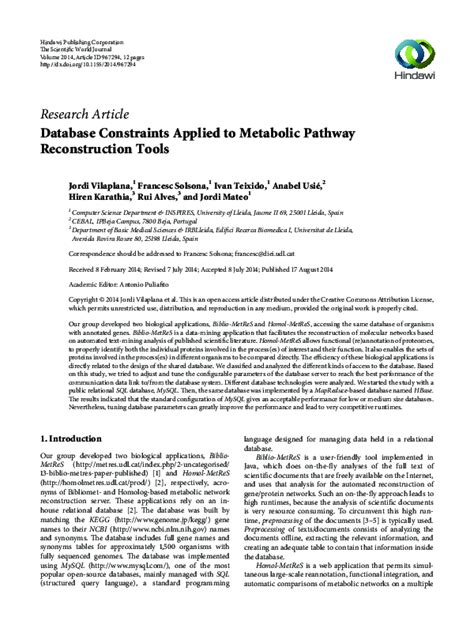 Pdf Optimizing Database Access For Metabolic Pathway Tools