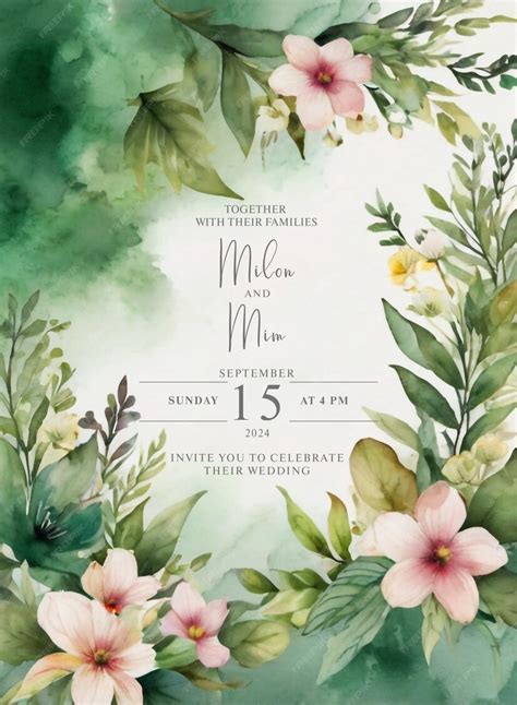 Premium Psd Watercolor Floral Weeding And Birthday Invitation Card Design Template