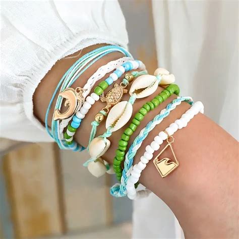 Summer Bracelets ˖°𓇼🌊⋆🐚🫧 Boho Chic Bracelets Stylish Jewelry
