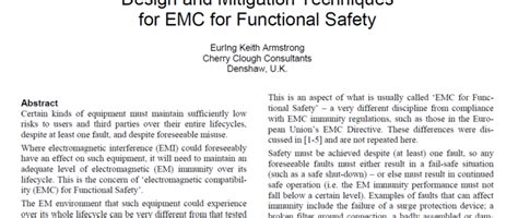 Design And Mitigation Techniques For Emc For Functional Safety Emc
