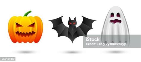 할로윈 호박 박쥐 유령 아이콘의 집합입니다 벡터 일러스트 레이 션 해피 할로윈에 대 한 흰색 배경에 고립 10월에 대한 스톡 벡터 아트 및 기타 이미지 Istock