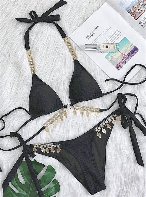 Sexy Chain Strap Gathers Swimsuit