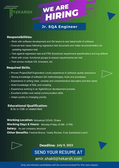 tekarsh on linkedin hiring sqa