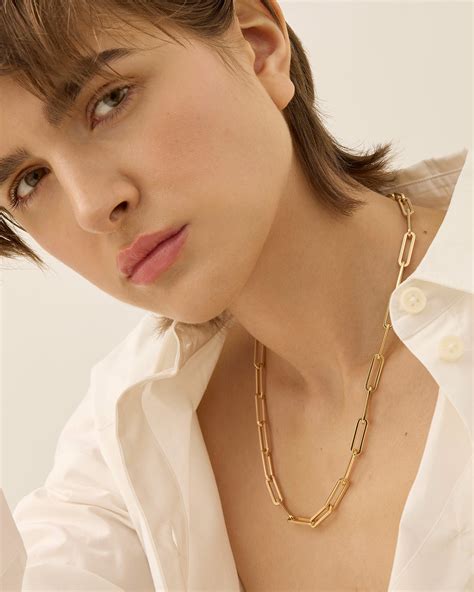 Andi Slim Chain Gold Paperclip Chain Necklace Jenny Bird Canada