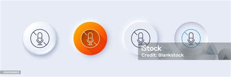 마이크 라인 아이콘이 없습니다 마이크 사인을 음소거합니다 선 아이콘 벡터 마이크에 대한 스톡 벡터 아트 및 기타 이미지