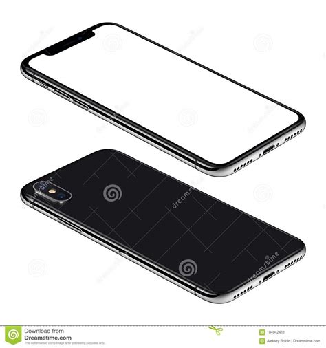 Black Smartphone Similar To Iphone X Mockup Front And Back Sides