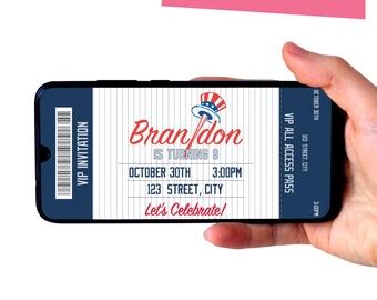 Editable New York Yankees Birthday Invitation Canva Digital Template