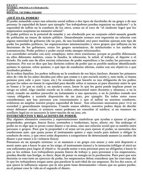 Tp 2 Que Es El Poder Actividad Pdf Comportamiento Interés Público