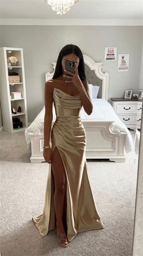 Champagne Gold Asymmetrical Satin Gown