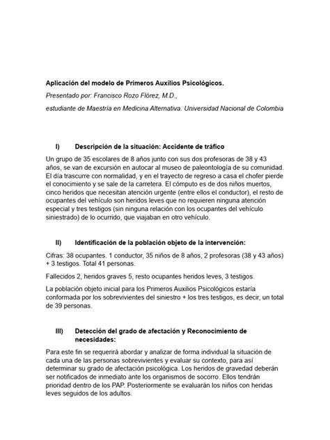 aplicación del modelo de primeros auxilios psicológicos trabajo final