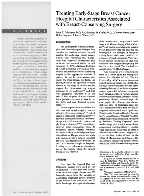 Pdf Treating Early Stage Breast Cancer Hospital Characteristics