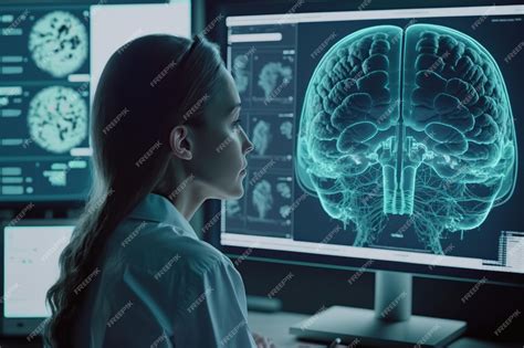 뉴런 생성 Ai 일러스트레이션을 통한 인간의 뇌 자극 또는 활동 프리미엄 사진