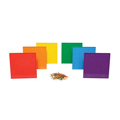 Learning Advantage® Double Sided Geoboard Set 5 X 5 Grid 24 Pin Circular Array Set Of 6