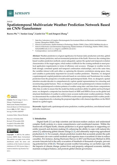 Pdf Spatiotemporal Multivariate Weather Prediction Network Based On Cnn Transformer
