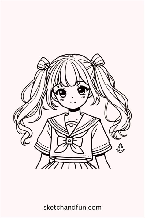 Easy Anime Girl Sketch How To Draw And Color A Basic Anime Girl Bc