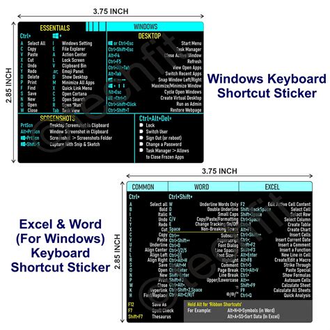 Boost Your Productivity With Windows Word Excel Keyboard Shortcut Stickers Skinslegend