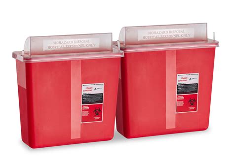 Sharps Container 5 Quart With Mailbox Style Horizontal Lid 2 Pack