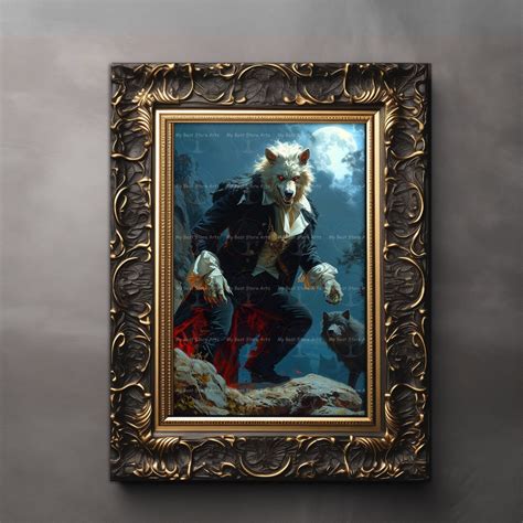 Dracula Werewolf Art Print Wolf Poster Art Gothic Home Decor Dark Academia Occult Art Lycan