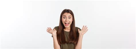 Premium Photo Closeup Portrait Of Surprised Beautiful Girl Holding