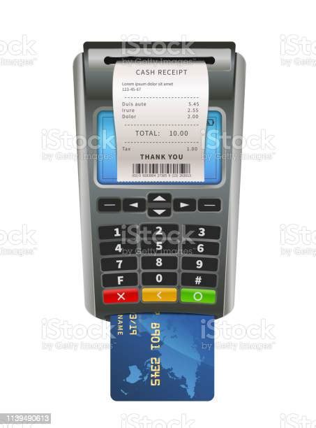 파란 카드와 백색에 판매 체크를 가진 지불을 위한 실제적인 Nfc Pos 맨끝 고객에 대한 스톡 벡터 아트 및 기타 이미지 고객 구매 금융 Istock