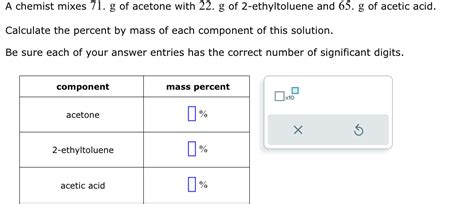 Solved A Chemist Mixes 71g Of Acetone With 22g Of 2