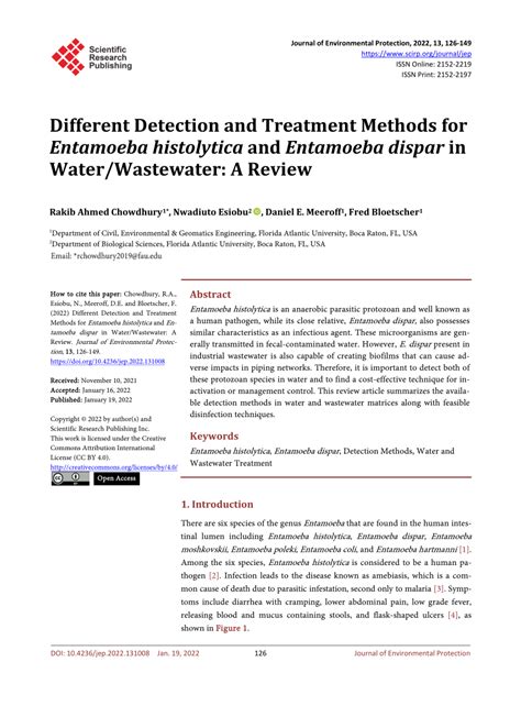 Pdf Different Detection And Treatment Methods For Entamoeba Histolytica And Entamoeba Dispar