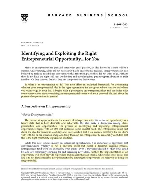 identifying and exploiting the right pdf entrepreneurship startup