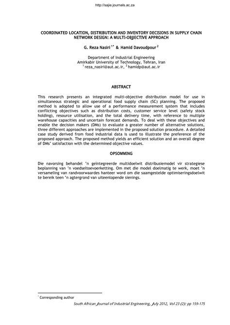 Pdf Coordinated Location Distribution And Inventory Decisions In