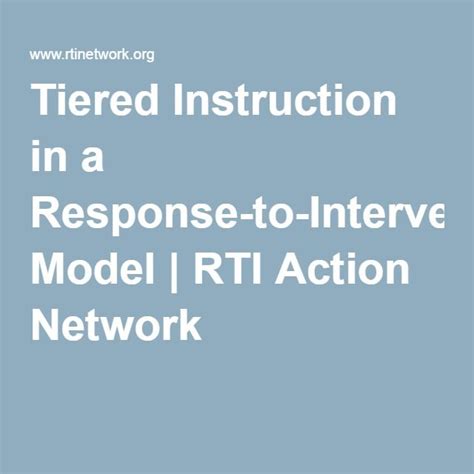 Tiered Instruction And Intervention In A Response To Intervention Model