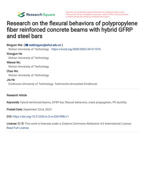 Pdf Research On The Flexural Behaviors Of Polypropylene Fiber