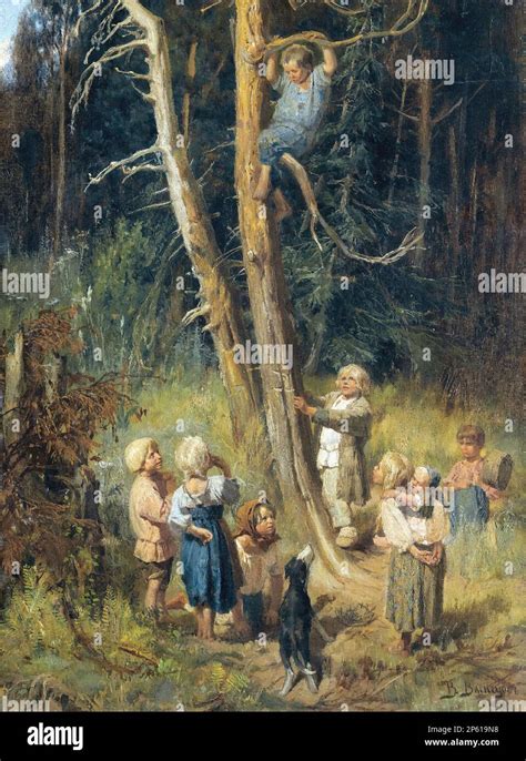Васнецов Виктор Дети в лесу разоряют гнезда Русская школа Xix век Vasnetsov Victor
