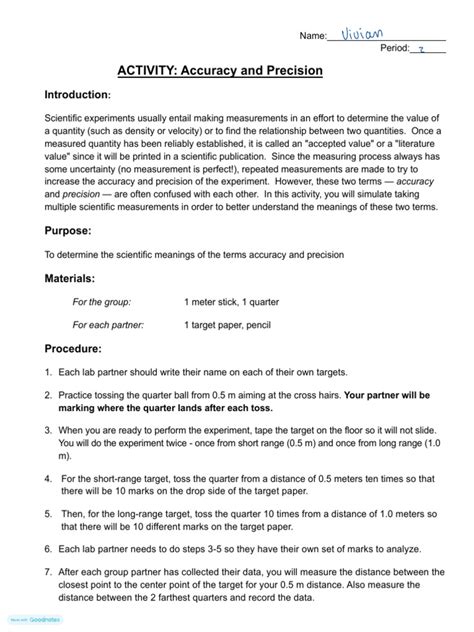 Accuracy And Precision Lab Pdf Accuracy And Precision Measurement