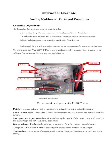 Multimeter Parts And Functions Pdf Pdf Physical Sciences