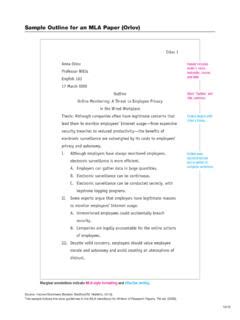 Sample Outline For An MLA Paper Orlov Palomar College Sample