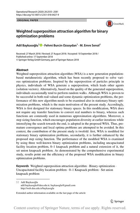Weighted Superposition Attraction Algorithm For Binary Optimization