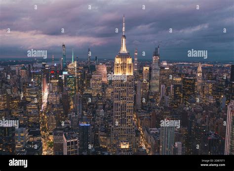 Breathtaking View Of The Empire State Building At Night In Manhattan