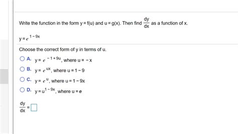 Solved Write The Function In The Form Y F U And U G X Chegg