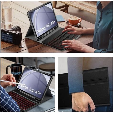 Husa Cu Tastatura Iluminata Pentru Samsung Galaxy Tab A Plus Inch Negru Marketbox Ro