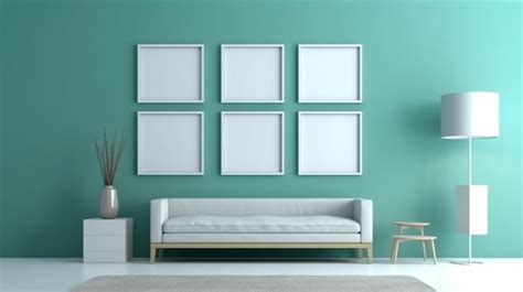 블루 룸 인테리어 모형에서 빈 그림 프레임의 3d 렌더링 포스터 프레임 프레임 모형 방 디자인 배경 일러스트 및 사진 무료 다운로드 Pngtree