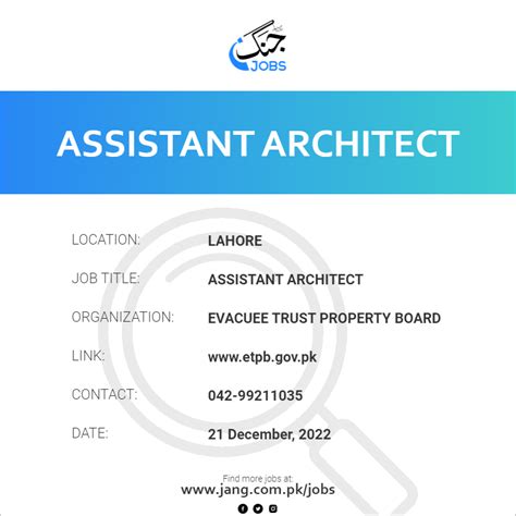 Assistant Architect Job Evacuee Trust Property Board Jobs In Lahore 57316 Assistant Architect Job Evacuee Trust Property Board Jobs In Lahore 57316