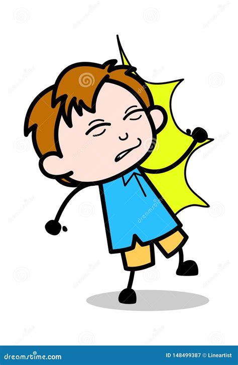 Bumped School Boy Cartoon Character Vector Illustration Stock
