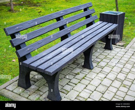 Park Anti Vandal Bench Made Of Recycled Plastic Stock Photo Alamy