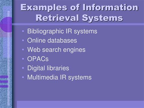 Ppt Introduction To Information Retrieval Ir Ir System And Online
