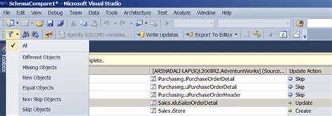SQL Schema Comparison With Visual Studio