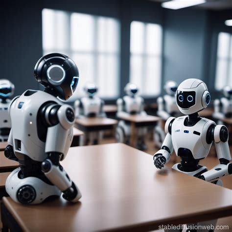 Robot Filled Classroom Illustration Stable Diffusion Online
